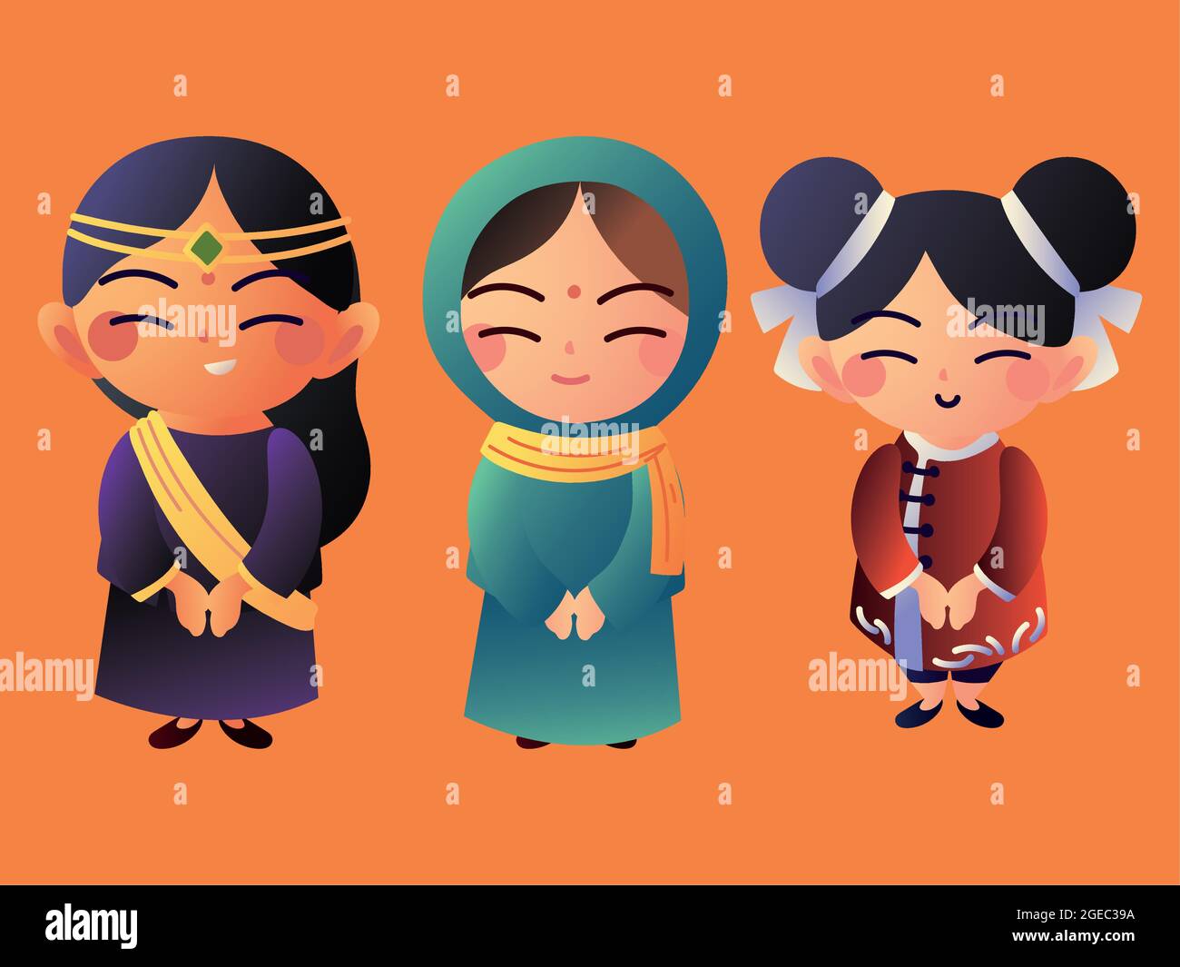set of female asian characters Stock Vector Image & Art - Alamy