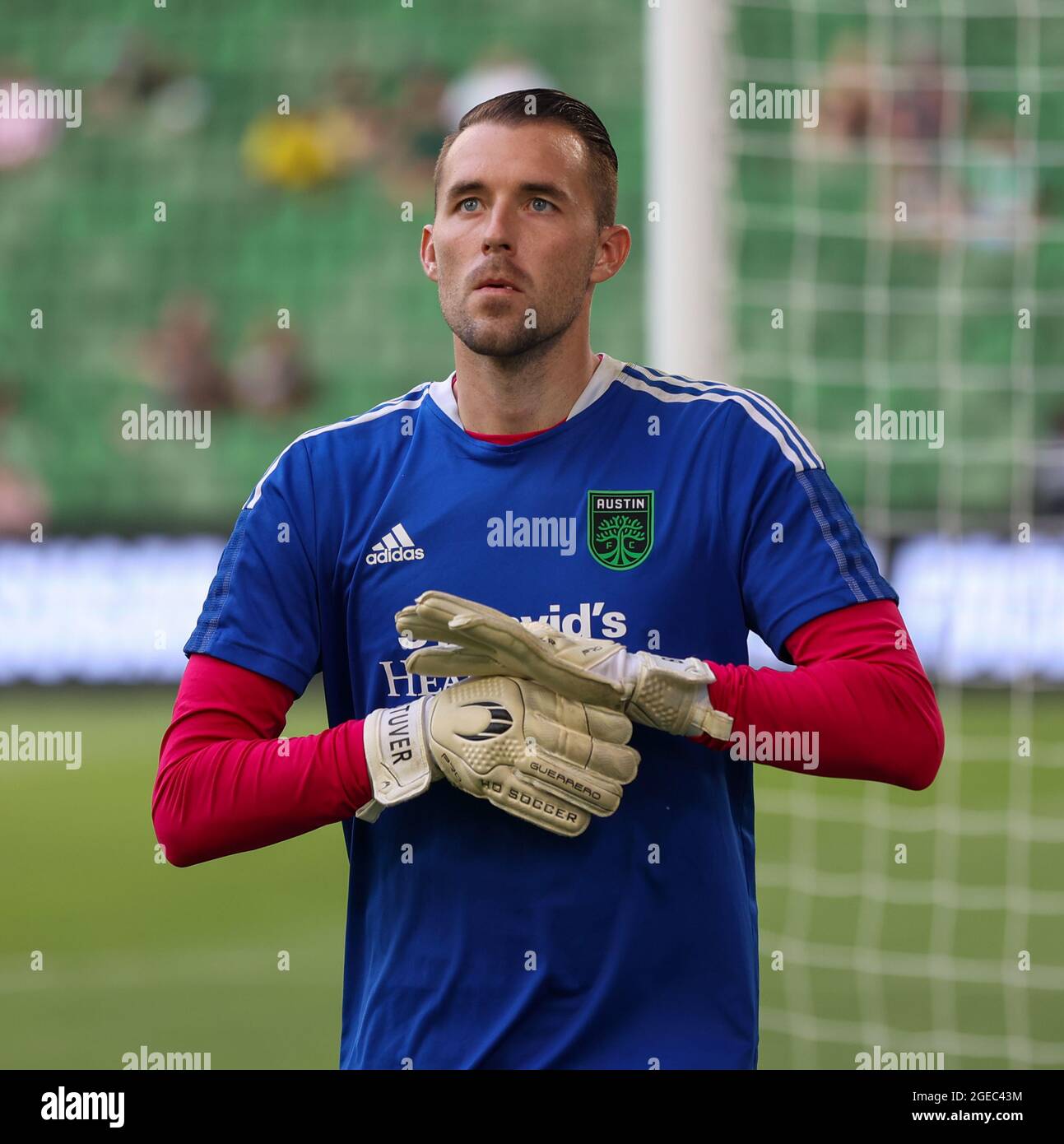 Austin, Texas, USA. August 18, 2021: Austin FC goalkeeper Brad Stuver ...