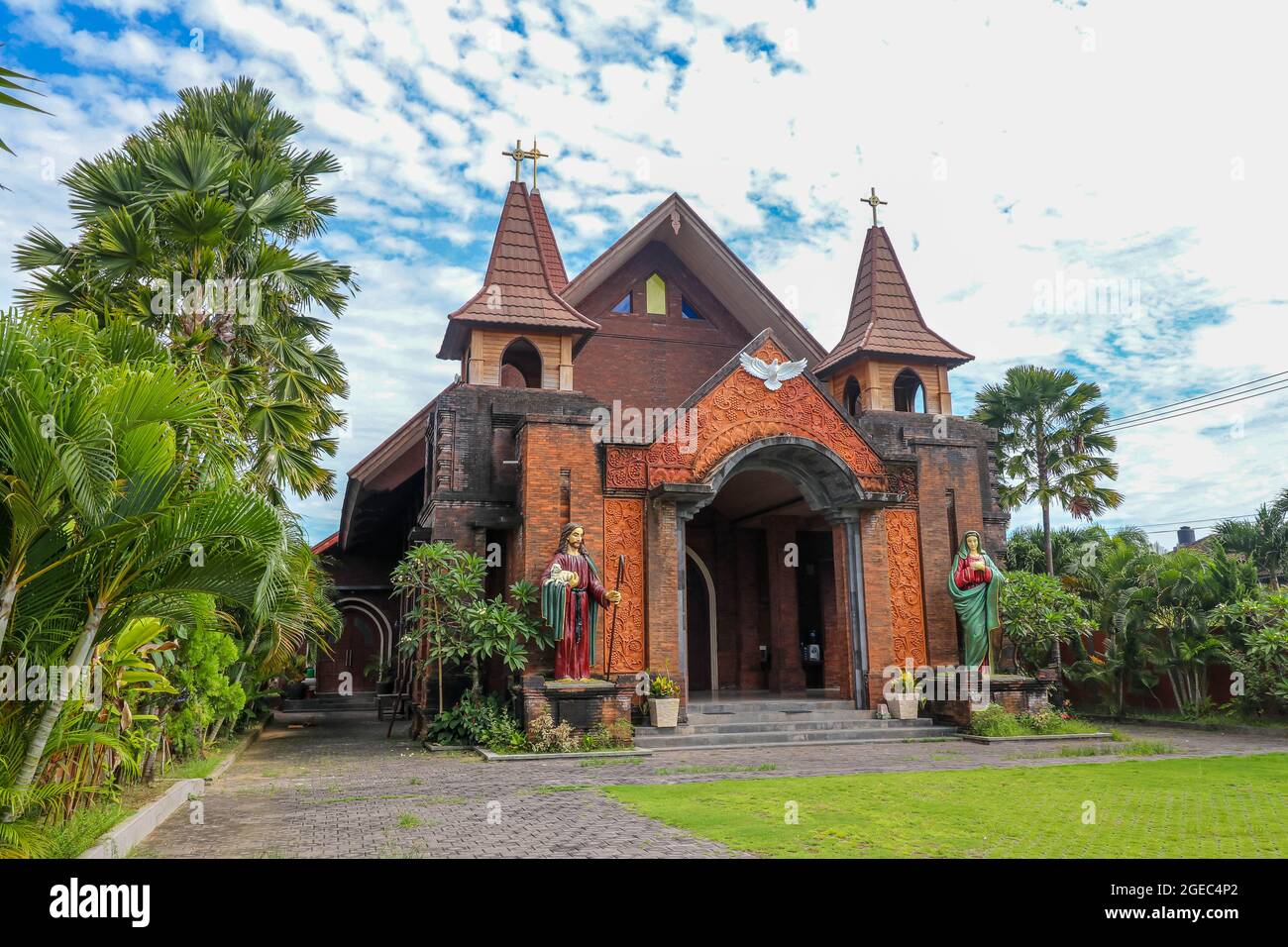 Bali, Indonesia - April 16, 2020. Catholic church on the island of Bali ...
