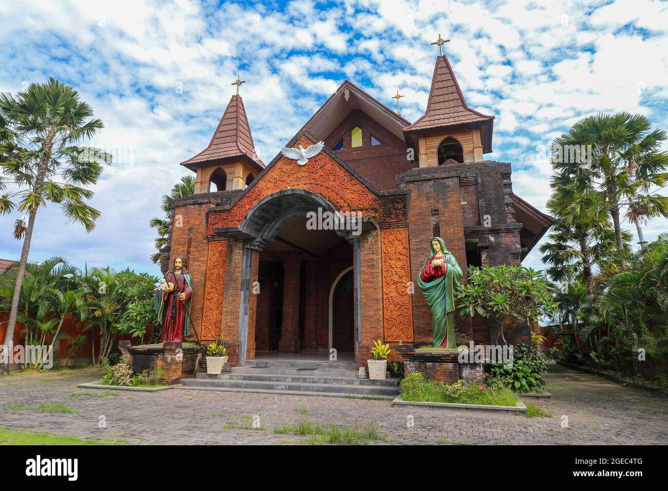 Bali, Indonesia - April 16, 2020. Catholic church on the island of Bali ...