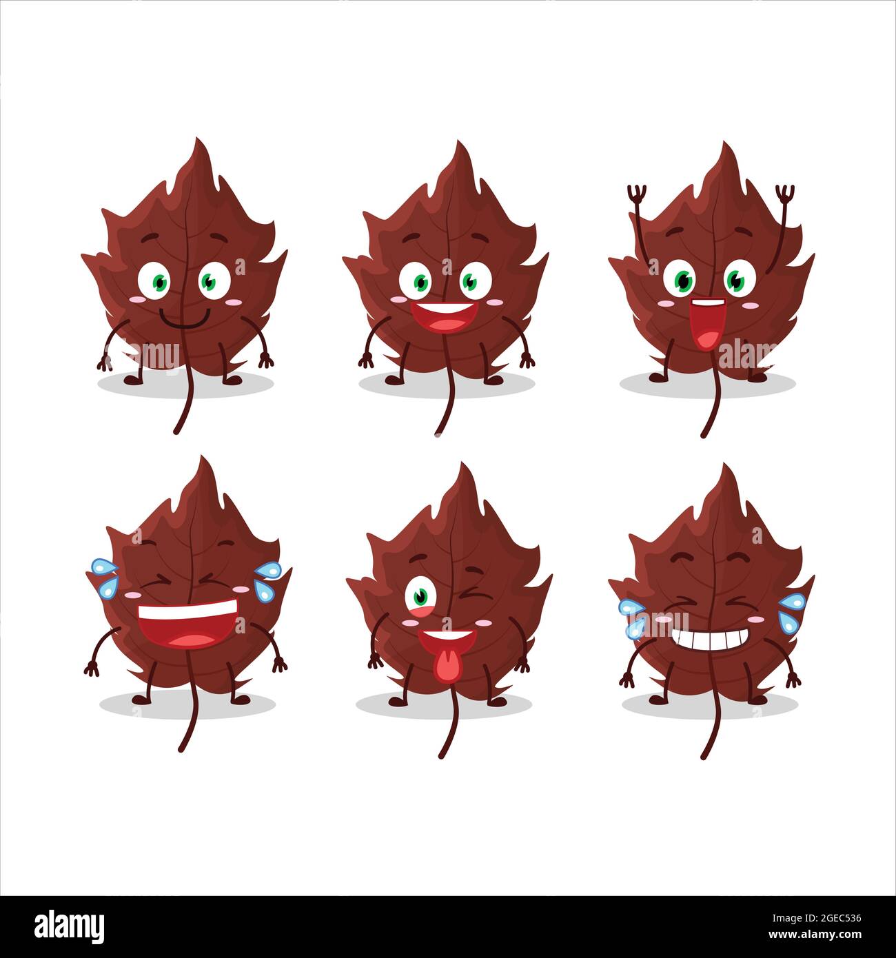 Cartoon character of brown autumn leaf with smile expression. Vector ...