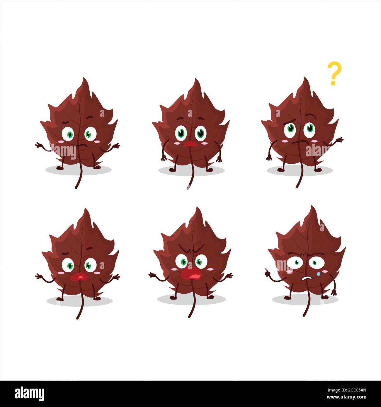 Cartoon character of brown autumn leaf with what expression. Vector ...