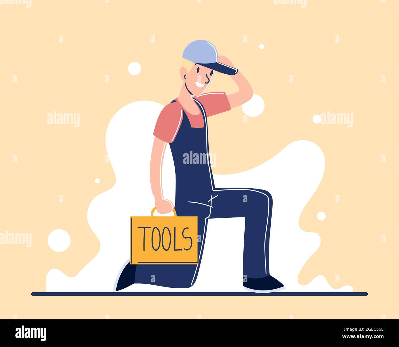 worker man and toolkit Stock Vector Image & Art - Alamy