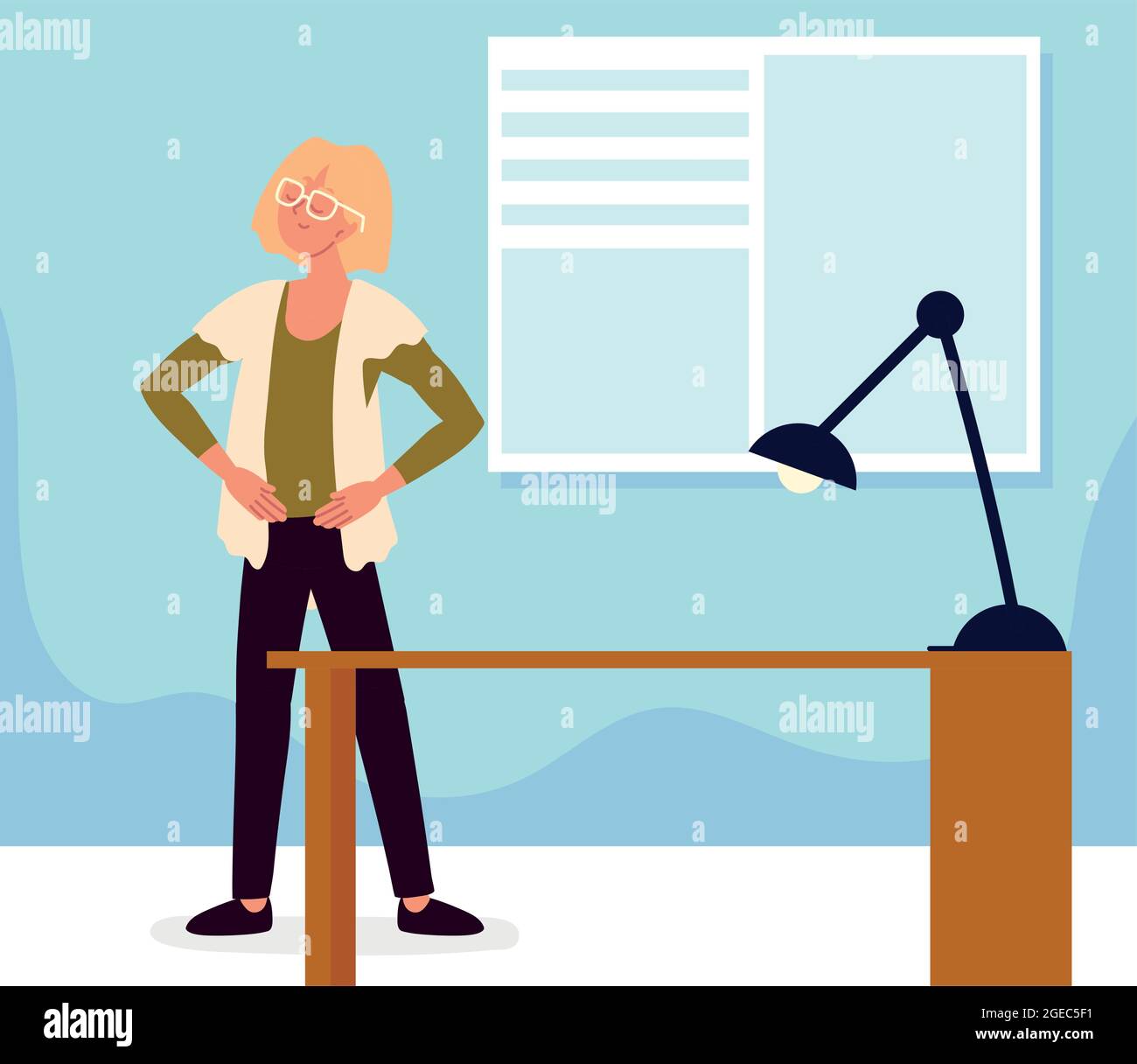 Portrait smiling young businesswoman standing Stock Vector Images - Alamy