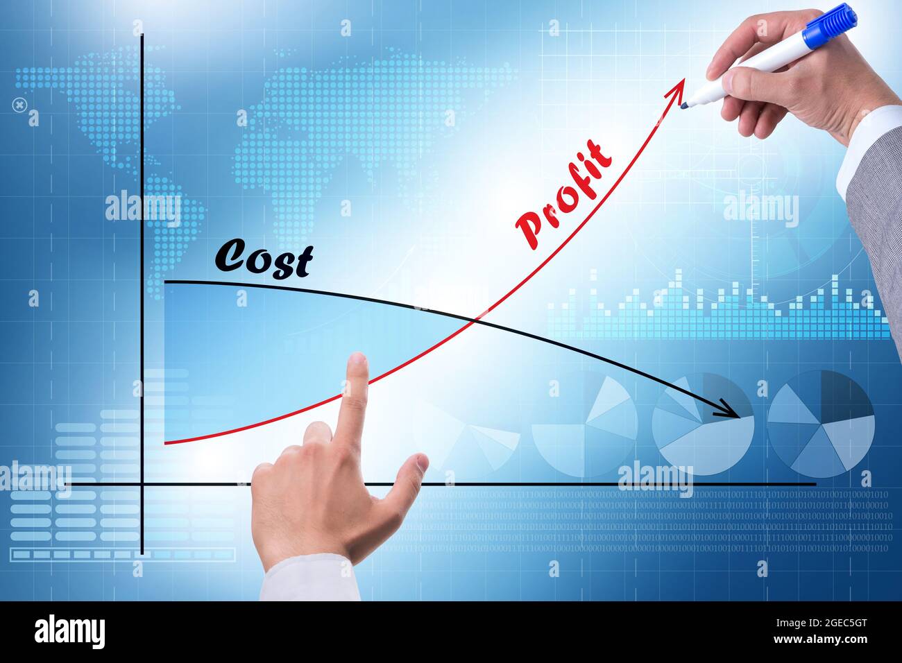 Concept of the proft and loss with businessman Stock Photo - Alamy