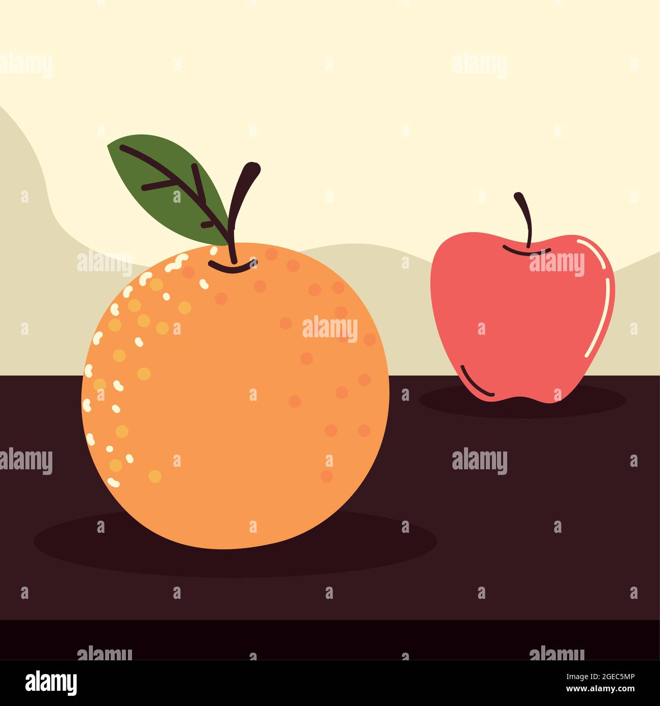 fresh fruits apple orange Stock Vector Image & Art - Alamy