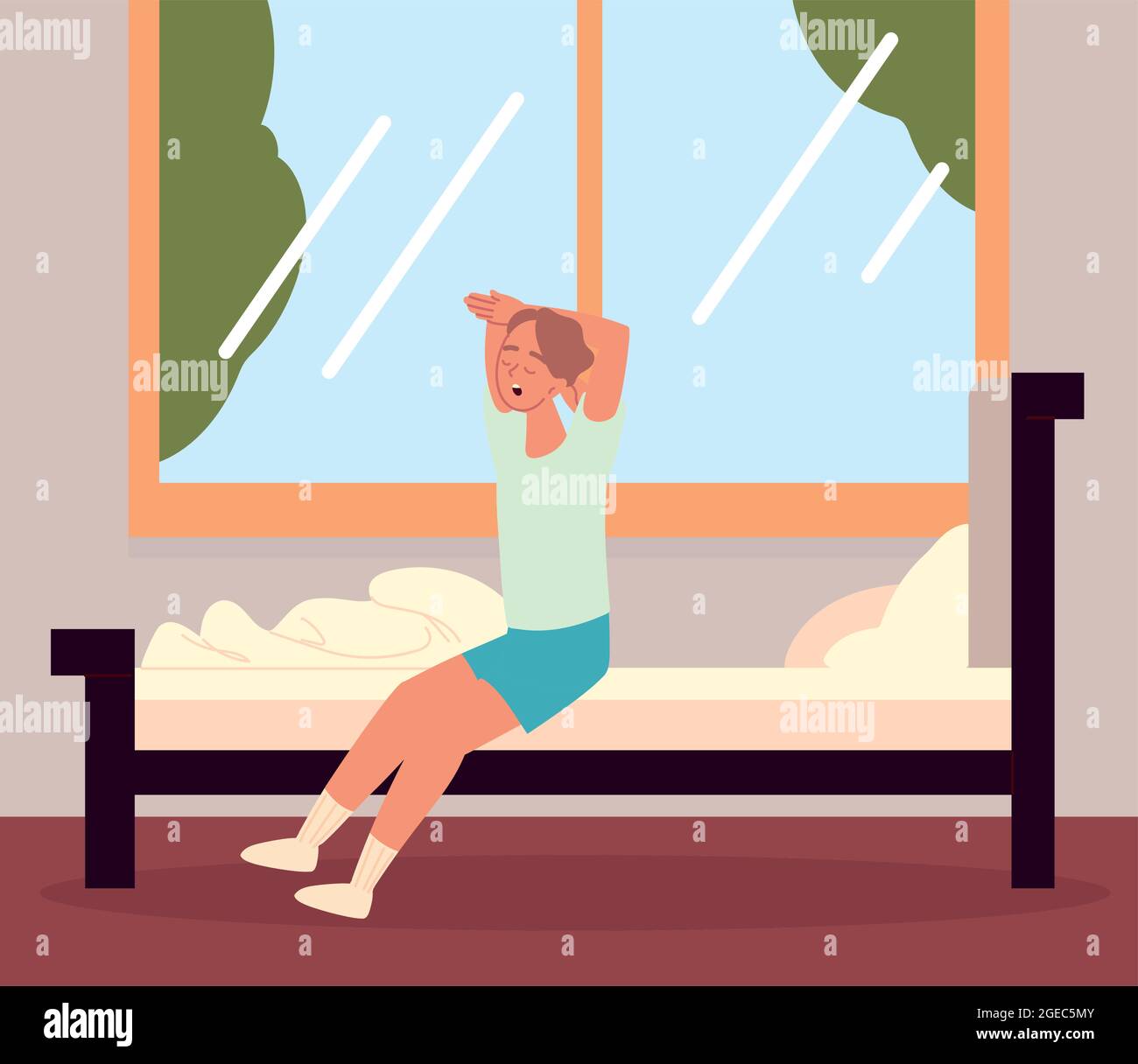 boy waking up Stock Vector Image & Art - Alamy