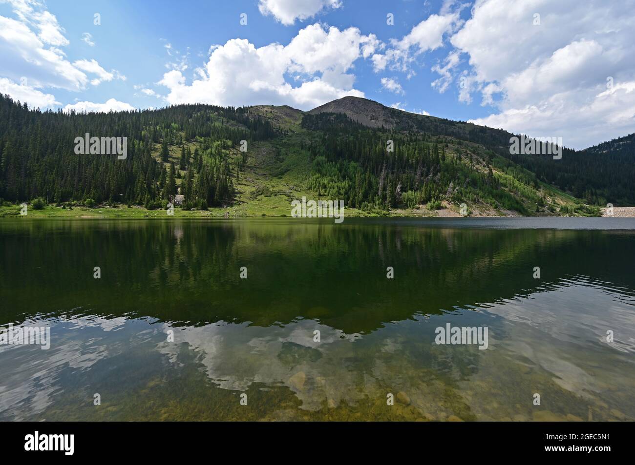 Upper Urad Reservoir in Arapaho National Forest, Colorado under sunny ...