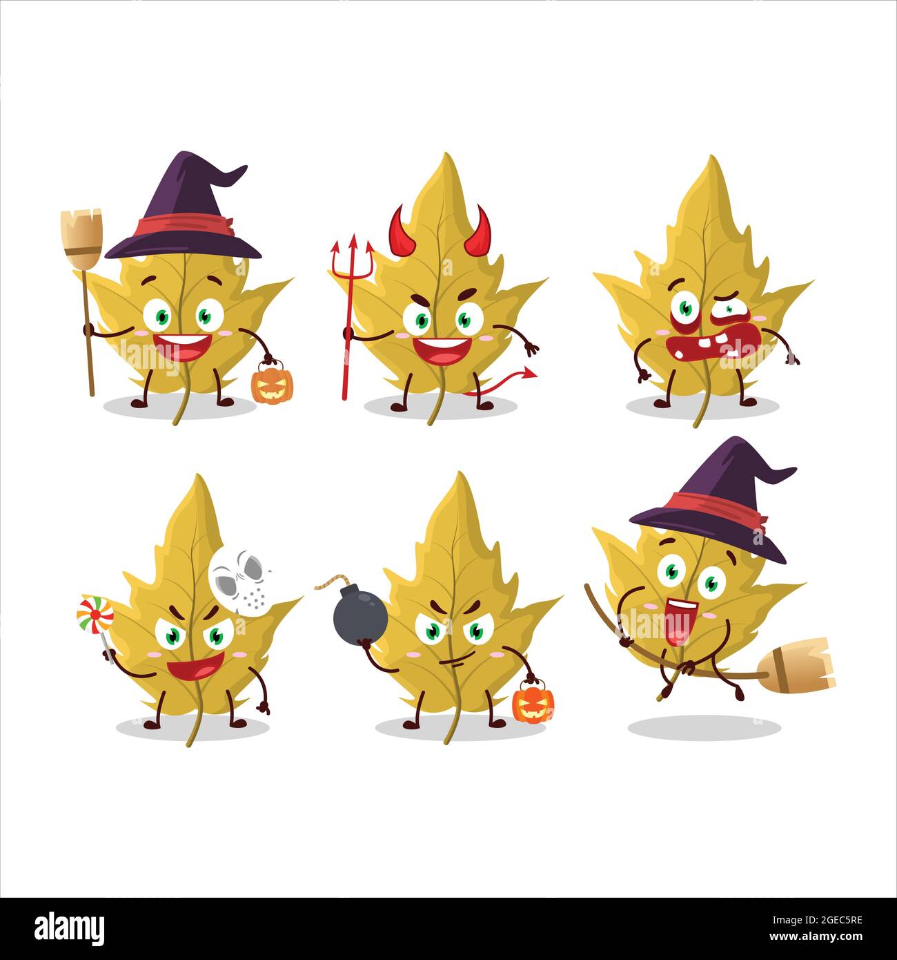 Halloween expression emoticons with cartoon character of maple yellow ...