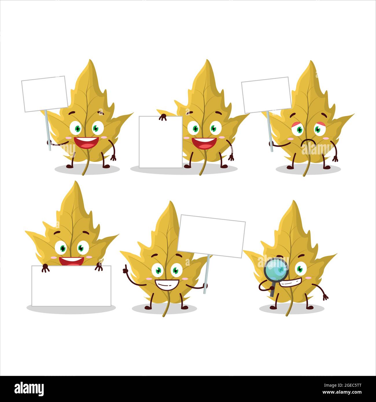 Maple yellow leaf cartoon character bring information board. Vector ...
