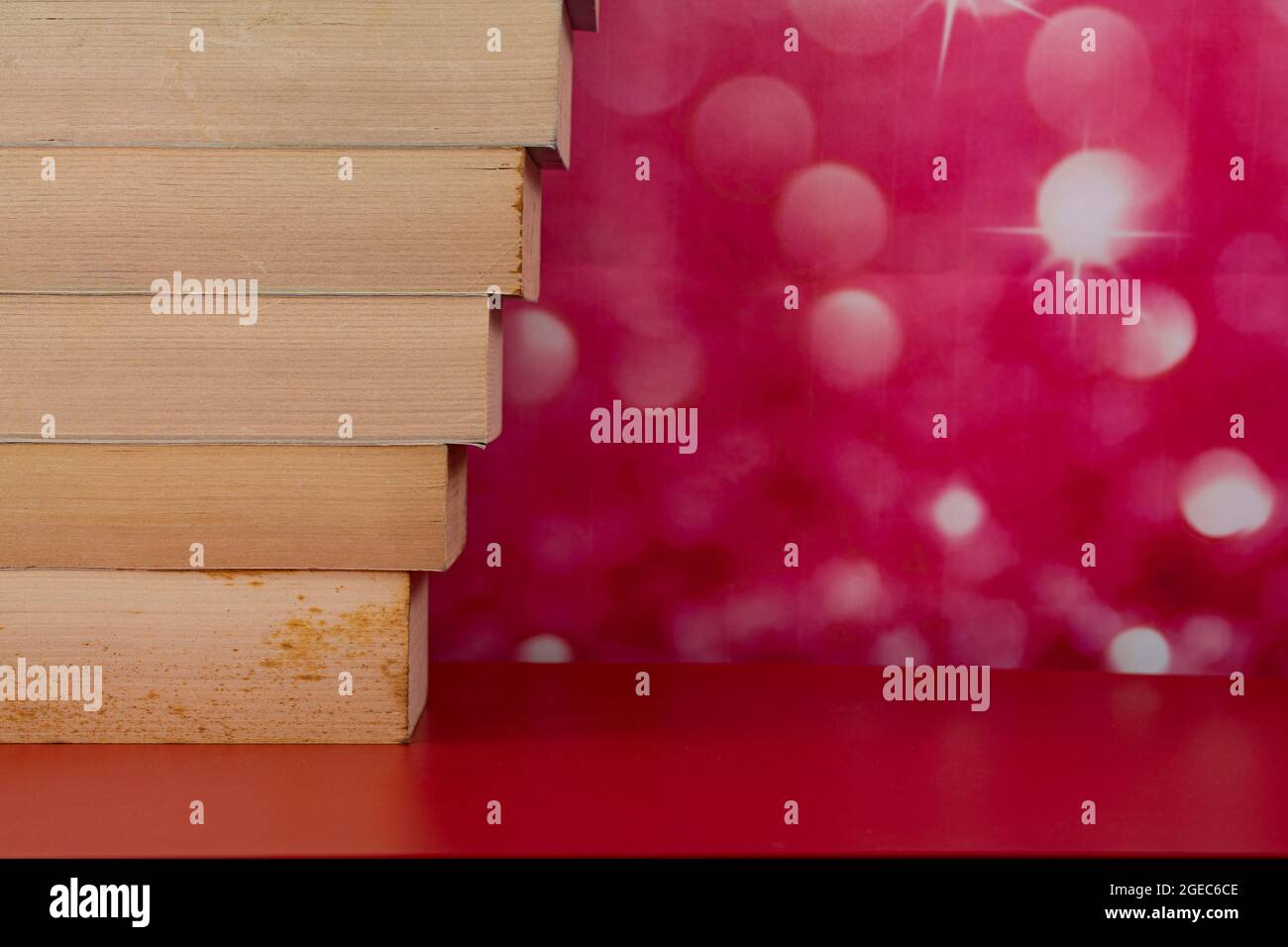 Close-up of a stack of books on top of each other. Selective focus ...