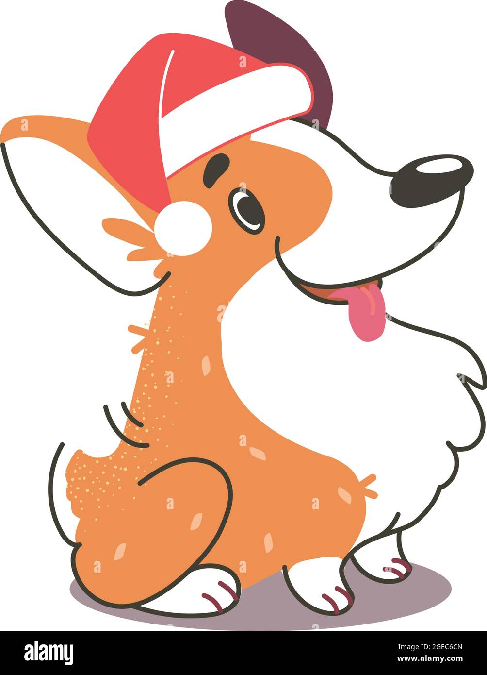 Cute christmas illustration of corgi wearing santa claus hat. New year ...