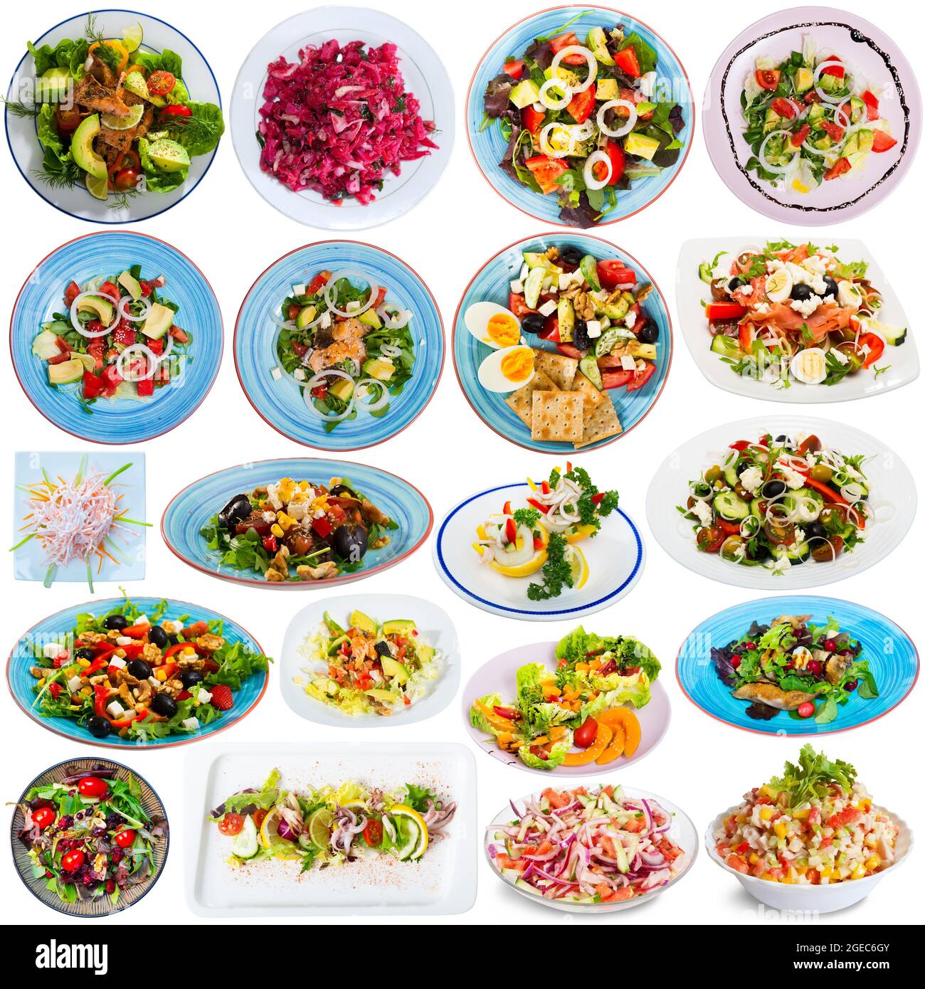 Collection of salads isolated on white Stock Photo - Alamy