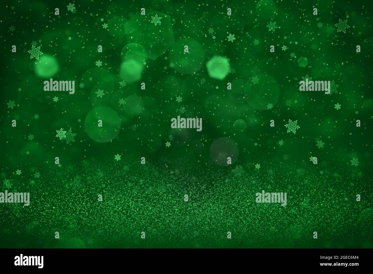 green beautiful glossy abstract background glitter lights and falling ...