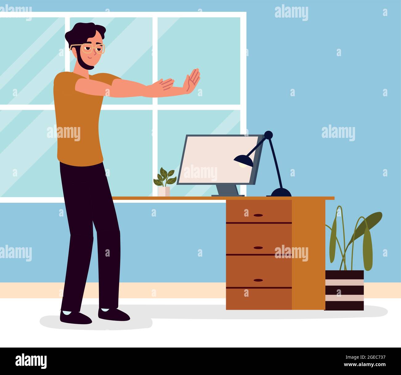 guy in office active break Stock Vector Image & Art - Alamy