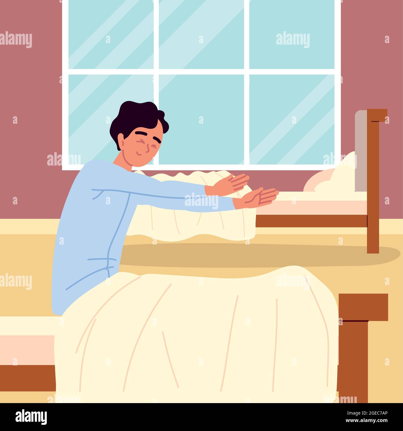 happy boy waking up Stock Vector Image & Art - Alamy