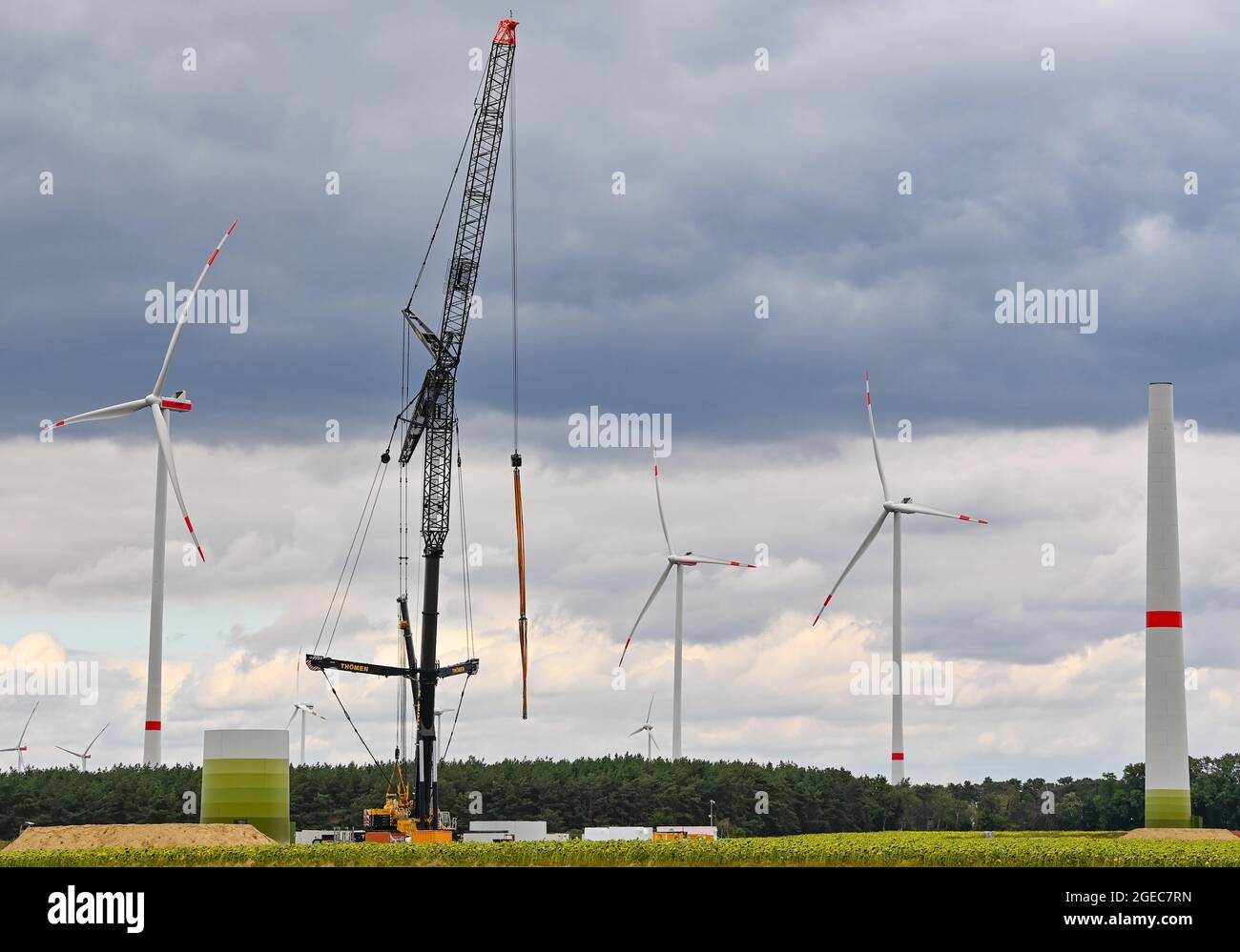 Biegen, Germany. 18th Aug, 2021. A construction site for new wind ...