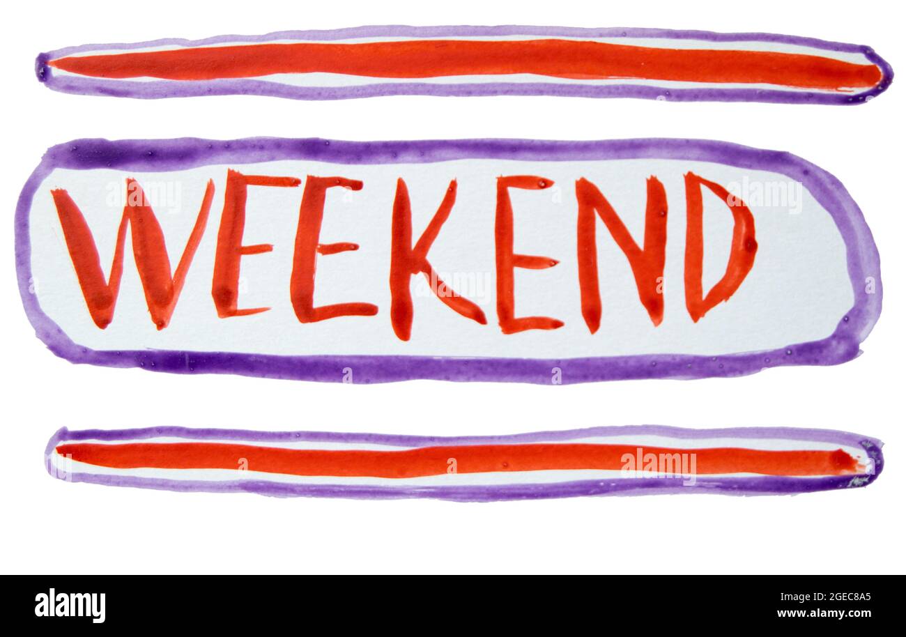 Hand lettering with weekend watercolors. Stylization of a neon sign ...