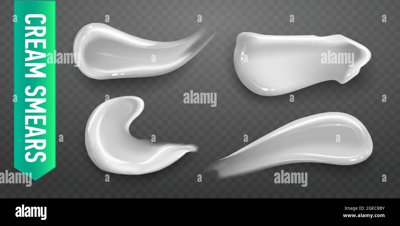 Set of realistic cosmetic cream smears. Skincare product of different ...