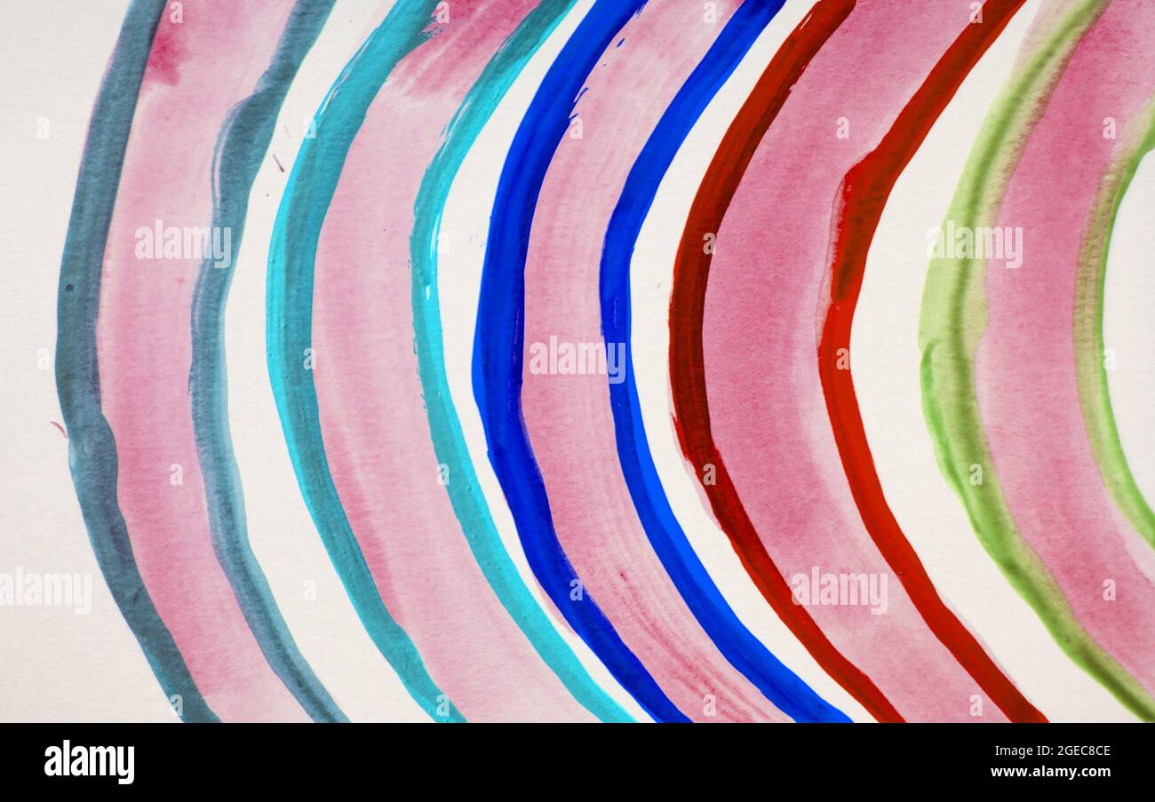 Rainbow painted Arc, Watercolor colorful cute hand drawing Stock Photo ...