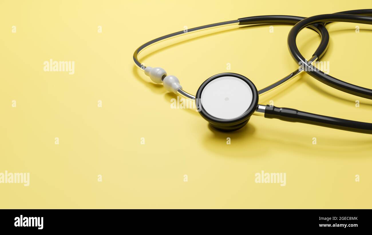 Medical background poster, stethoscope with space for text on yellow ...