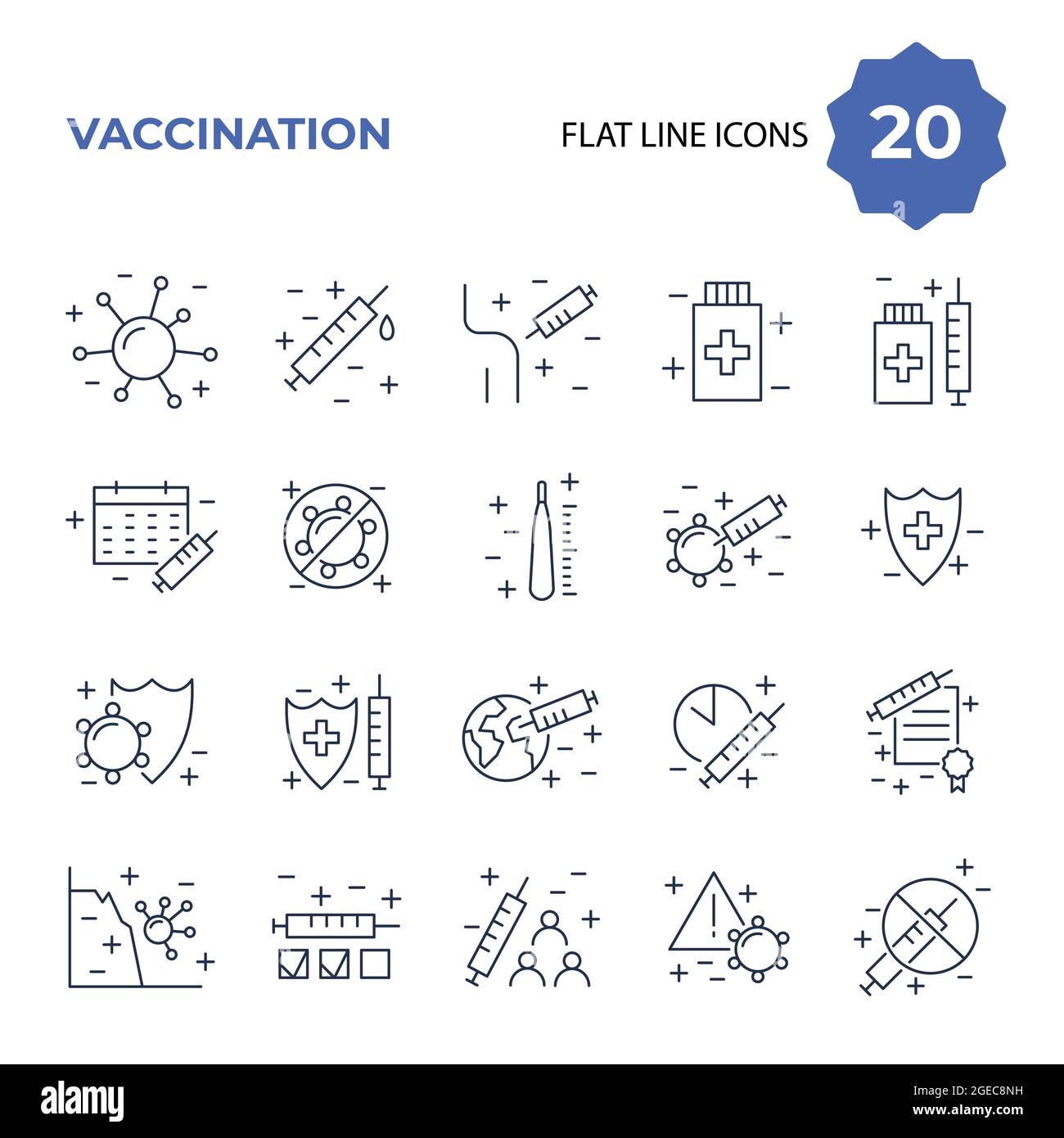 Vaccination and immunization line icon set. Collection Stock Vector ...