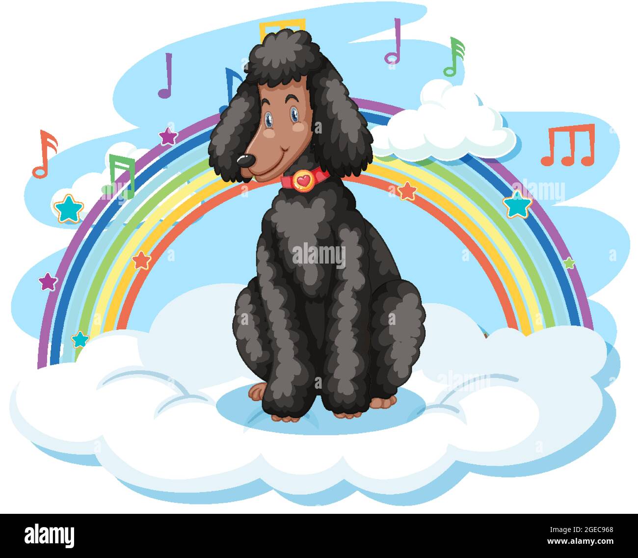 Cute dog on the cloud with rainbow illustration Stock Vector Image ...