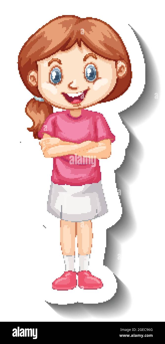 A sticker template with a student girl in sport uniform illustration ...