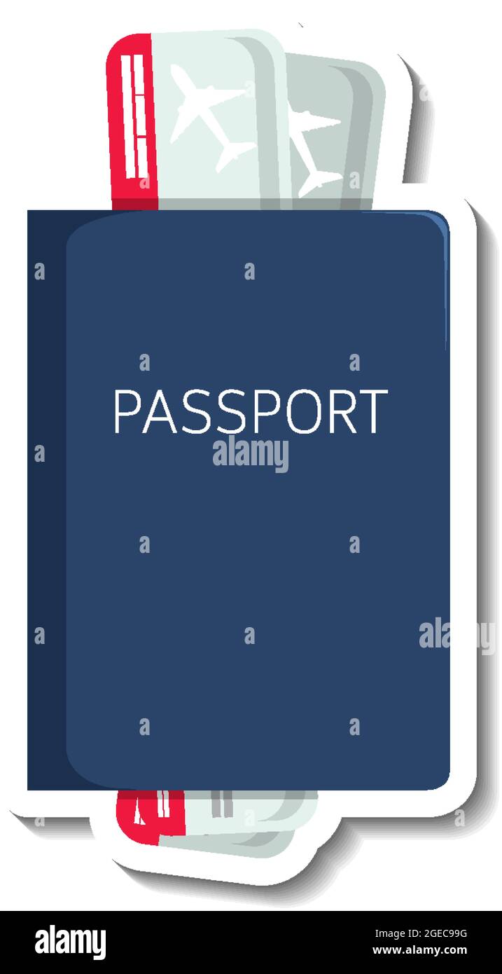 Passport with tickets cartoon sticker illustration Stock Vector Image ...