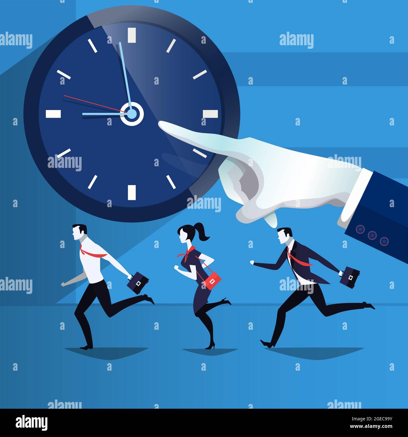 Vector illustration of business people catching up the time Stock ...