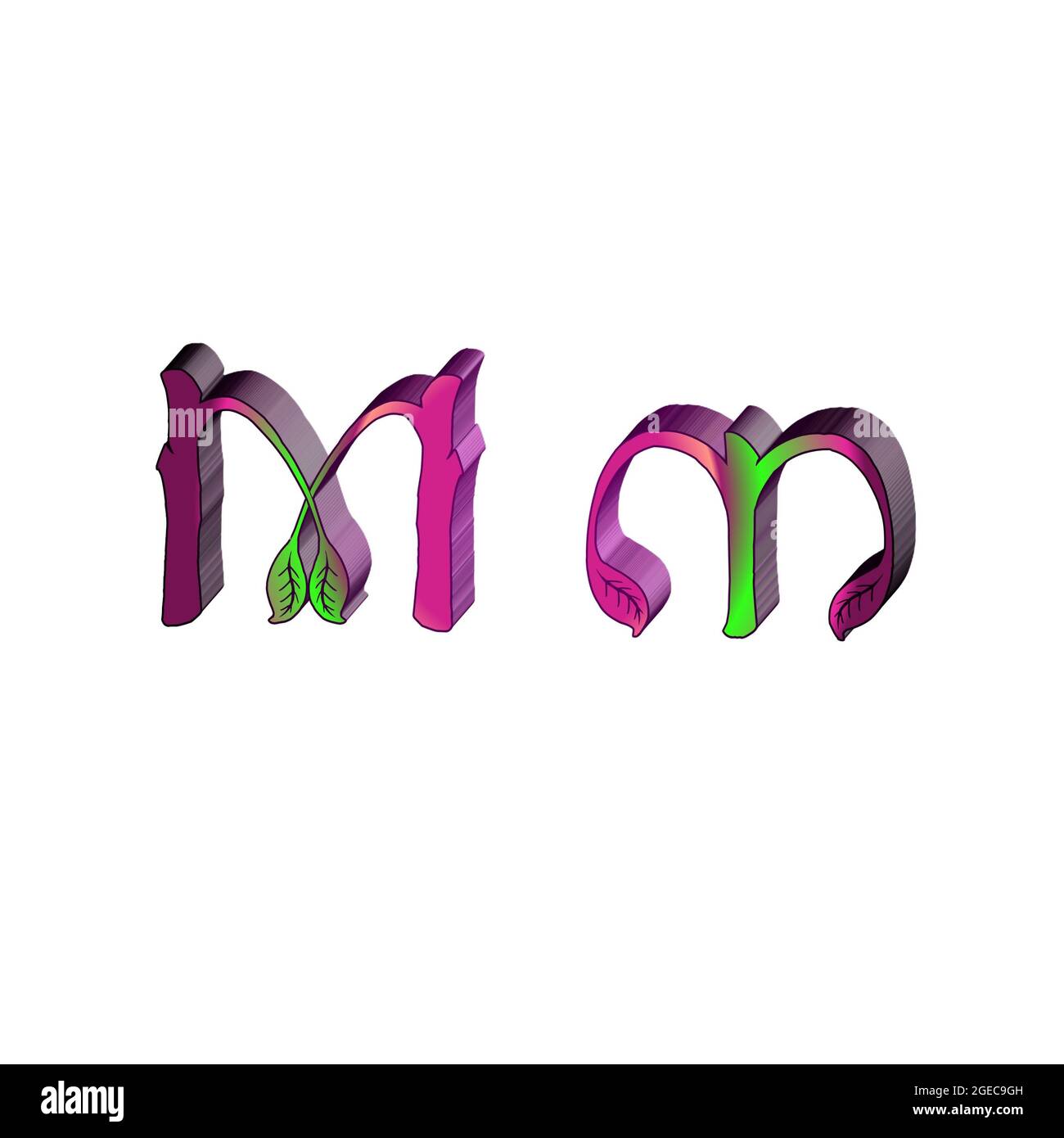 Capital letter M colorful 3D abstract beautiful white background Stock ...