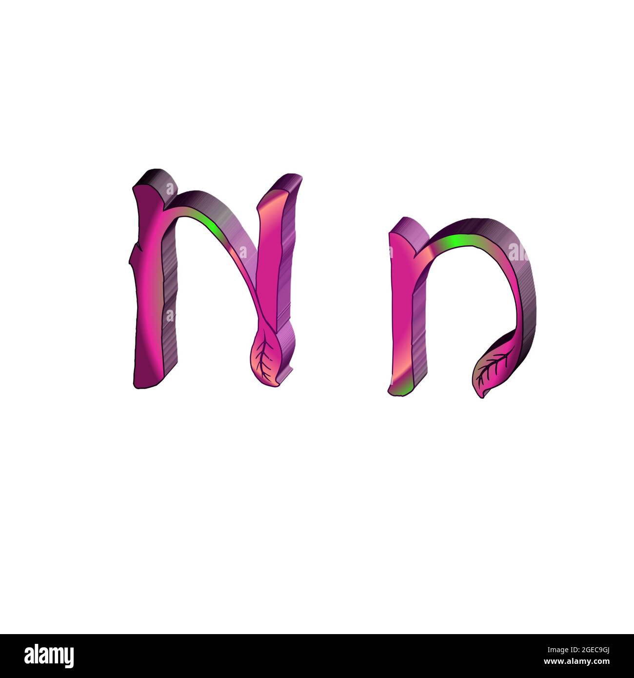 Capital letter N colorful 3D abstract beautiful white background Stock ...