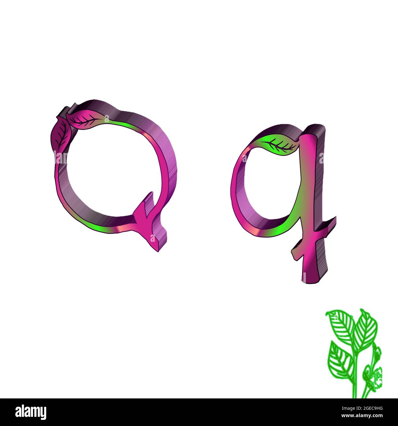 Capital letter Q colorful 3D abstract beautiful white background Stock ...