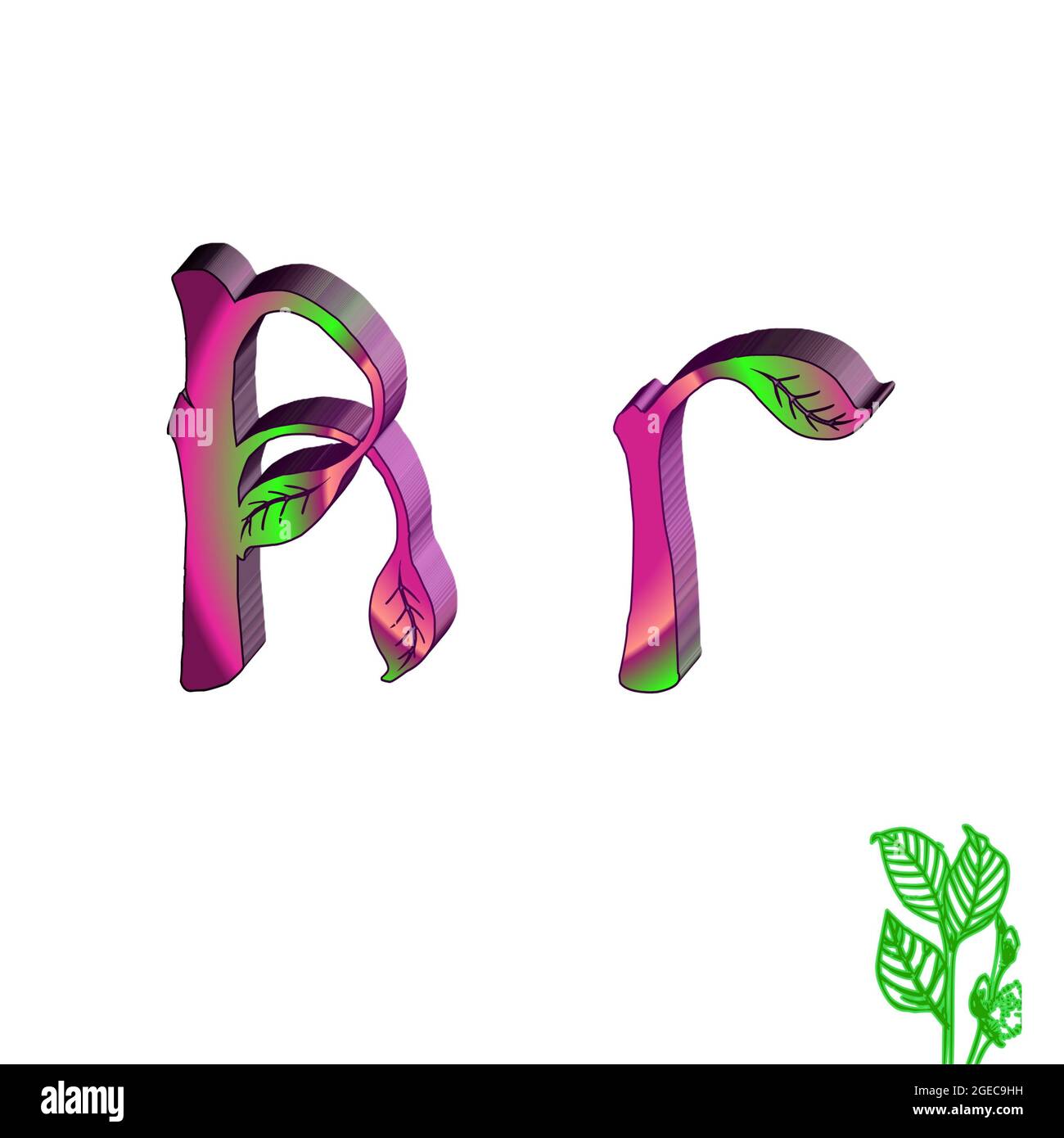Green capital letter r colorful 3d abstract hi-res stock photography ...