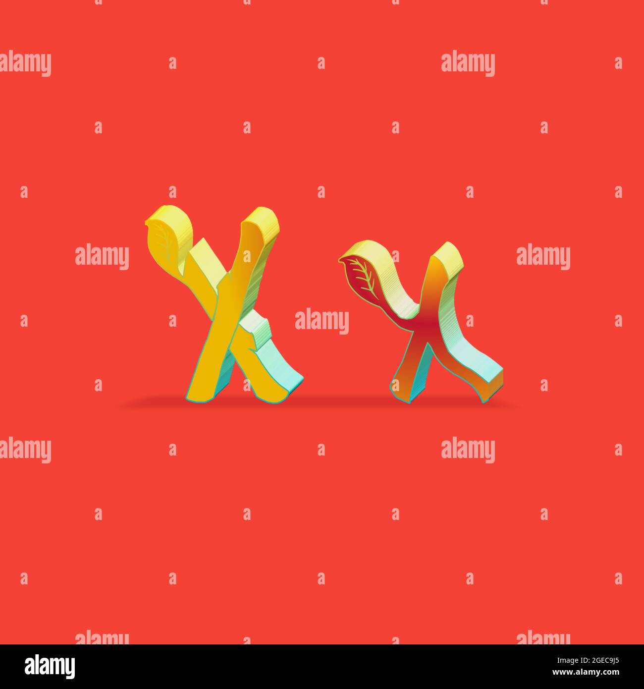Capital letter X colorful 3D abstract beautiful white background Stock ...