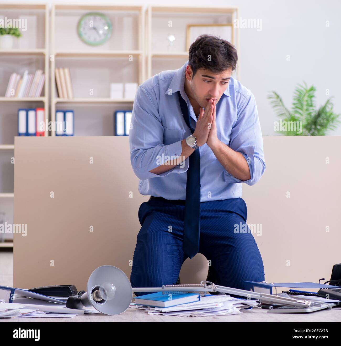 The angry businessman frustrated with too much work Stock Photo - Alamy