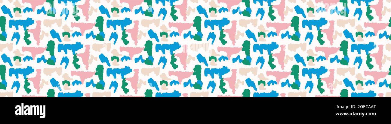 Playful fresh doodle geo shape seamless border. Modern trendy minimal ...