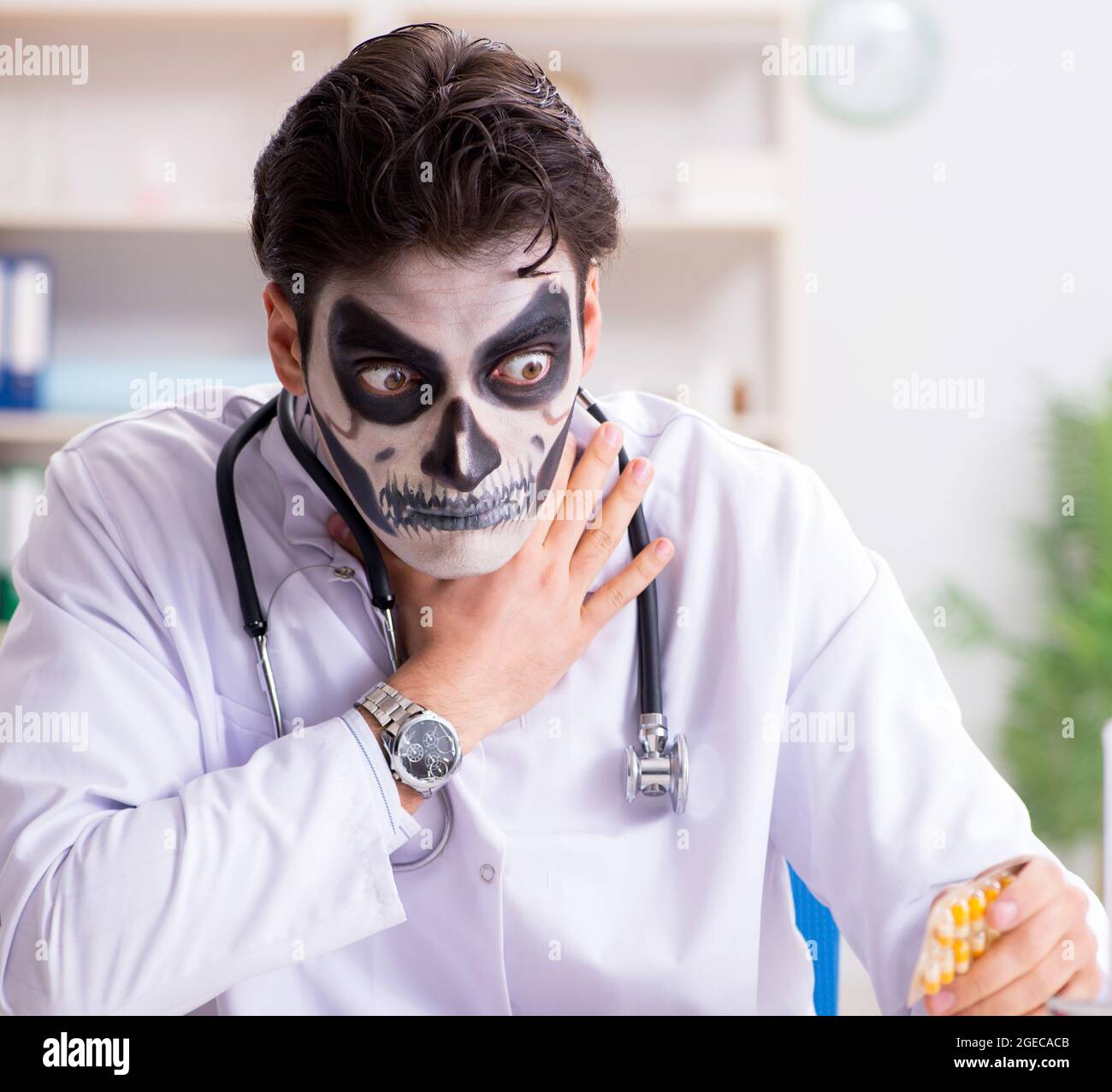 The scary monster doctor working in lab Stock Photo - Alamy
