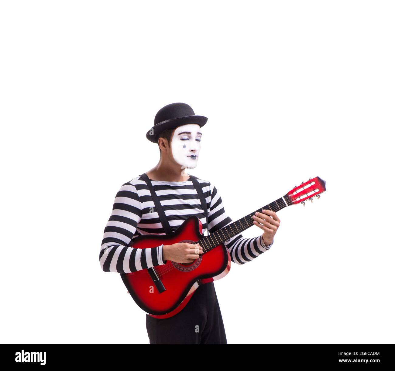 The mime playing guitar isolated on white Stock Photo - Alamy