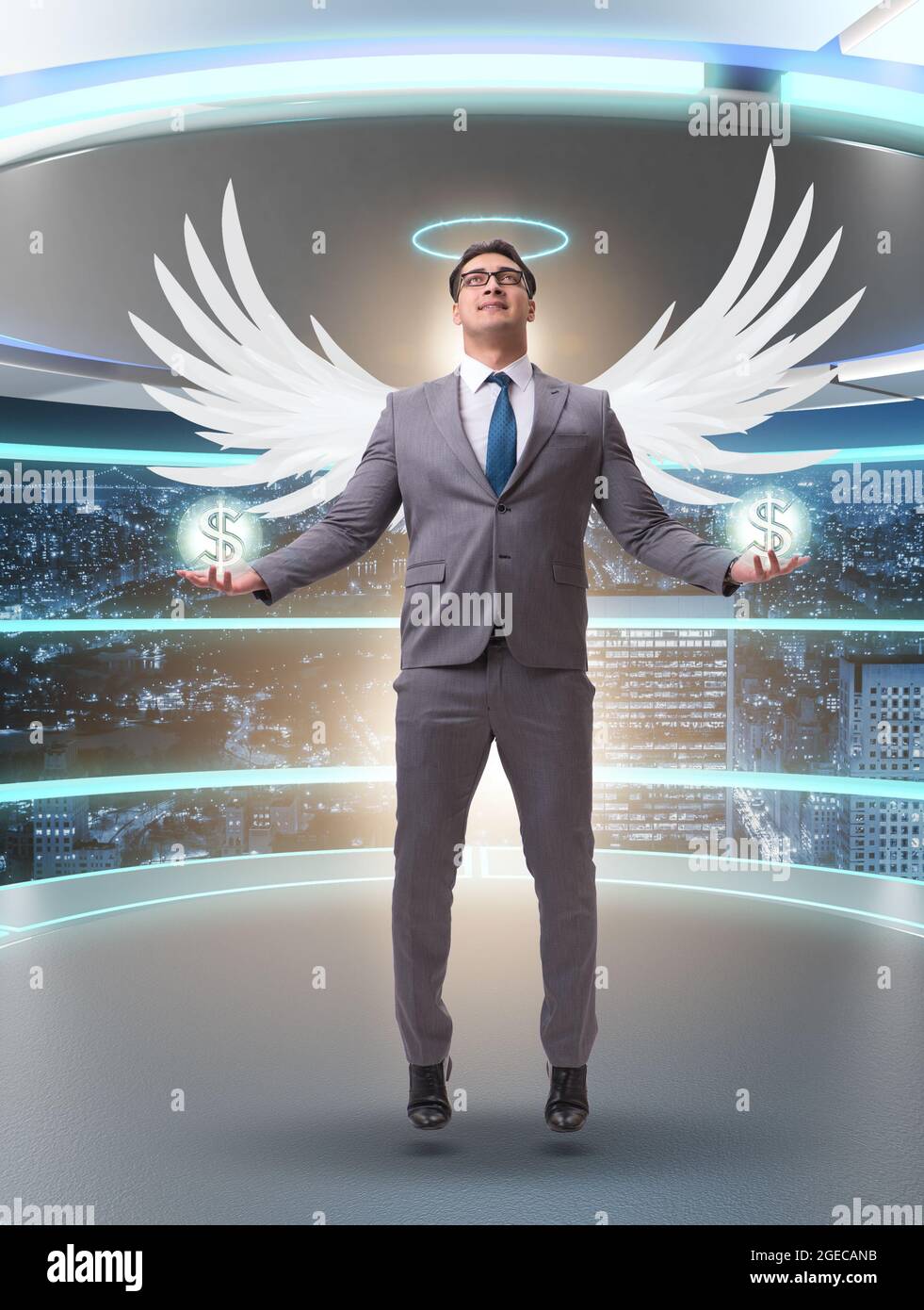 The angel investor concept with businessman with wings Stock Photo - Alamy