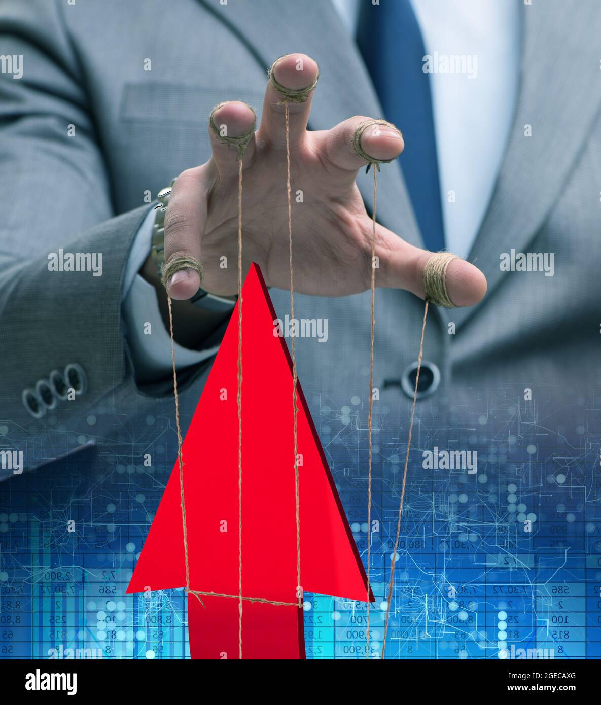 The hand supporting the growth chart line Stock Photo - Alamy