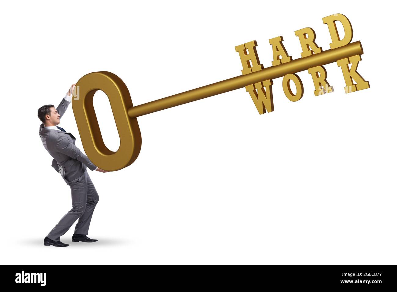 Concept of hard work with the key and businessman Stock Photo - Alamy