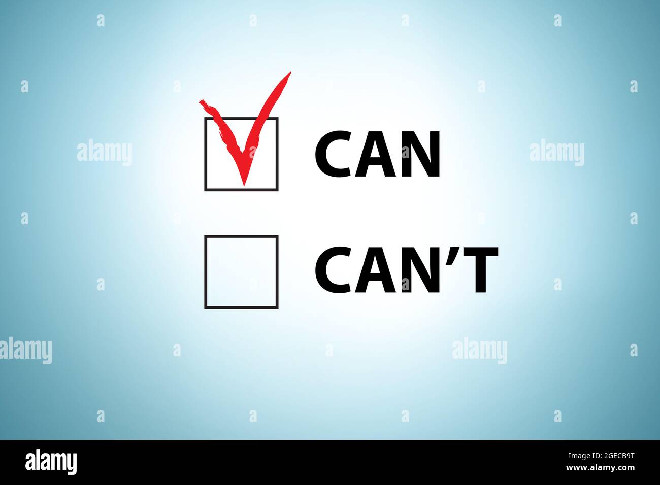 Concept of the can and cant Stock Photo - Alamy