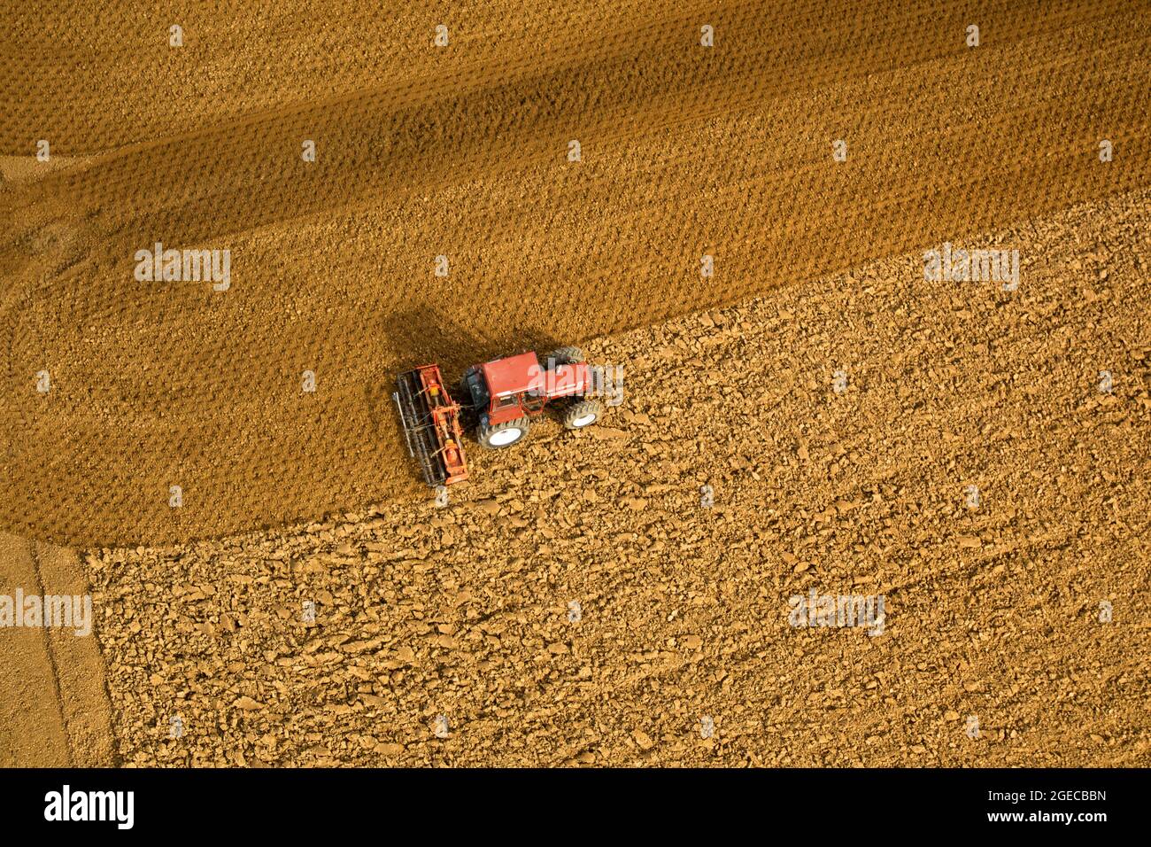 Top view tractor plows field hi-res stock photography and images - Alamy