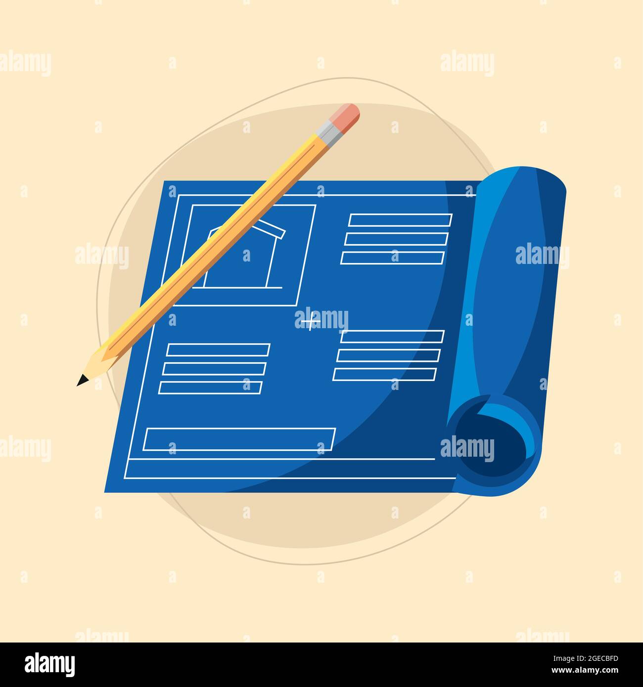 home blueprint and pencil Stock Vector Image & Art - Alamy