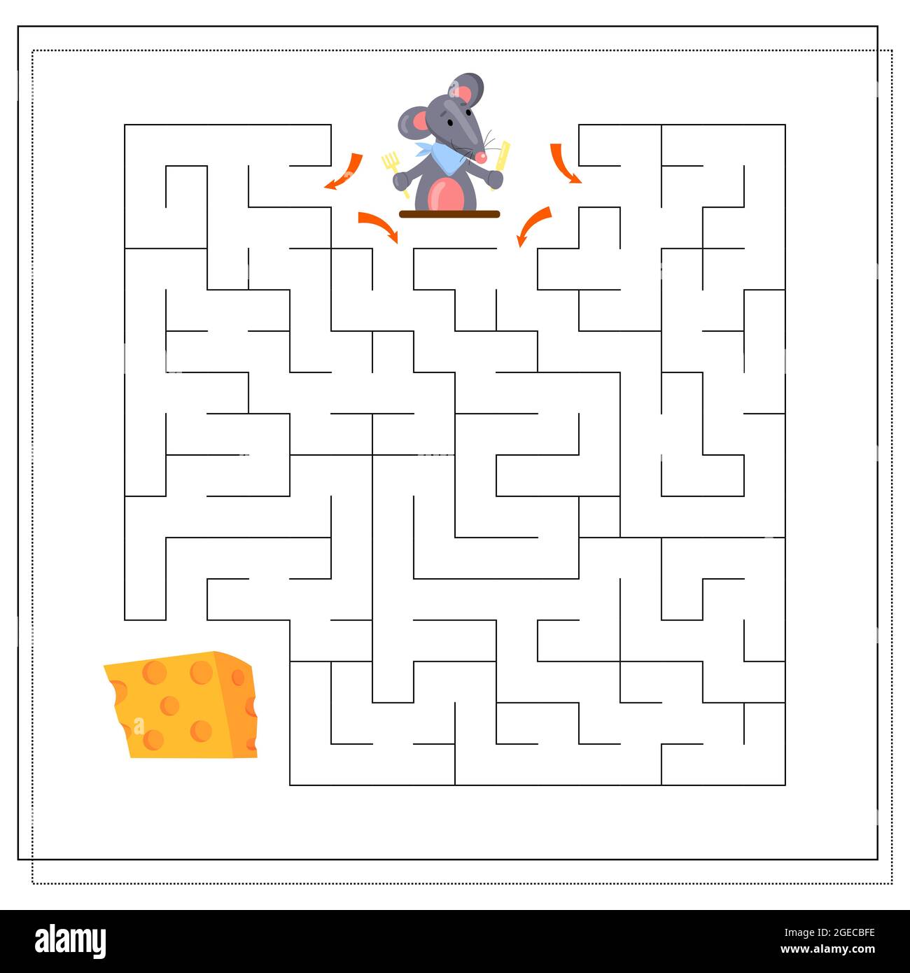 A logical game for children, help the rat to pass the maze and get to ...