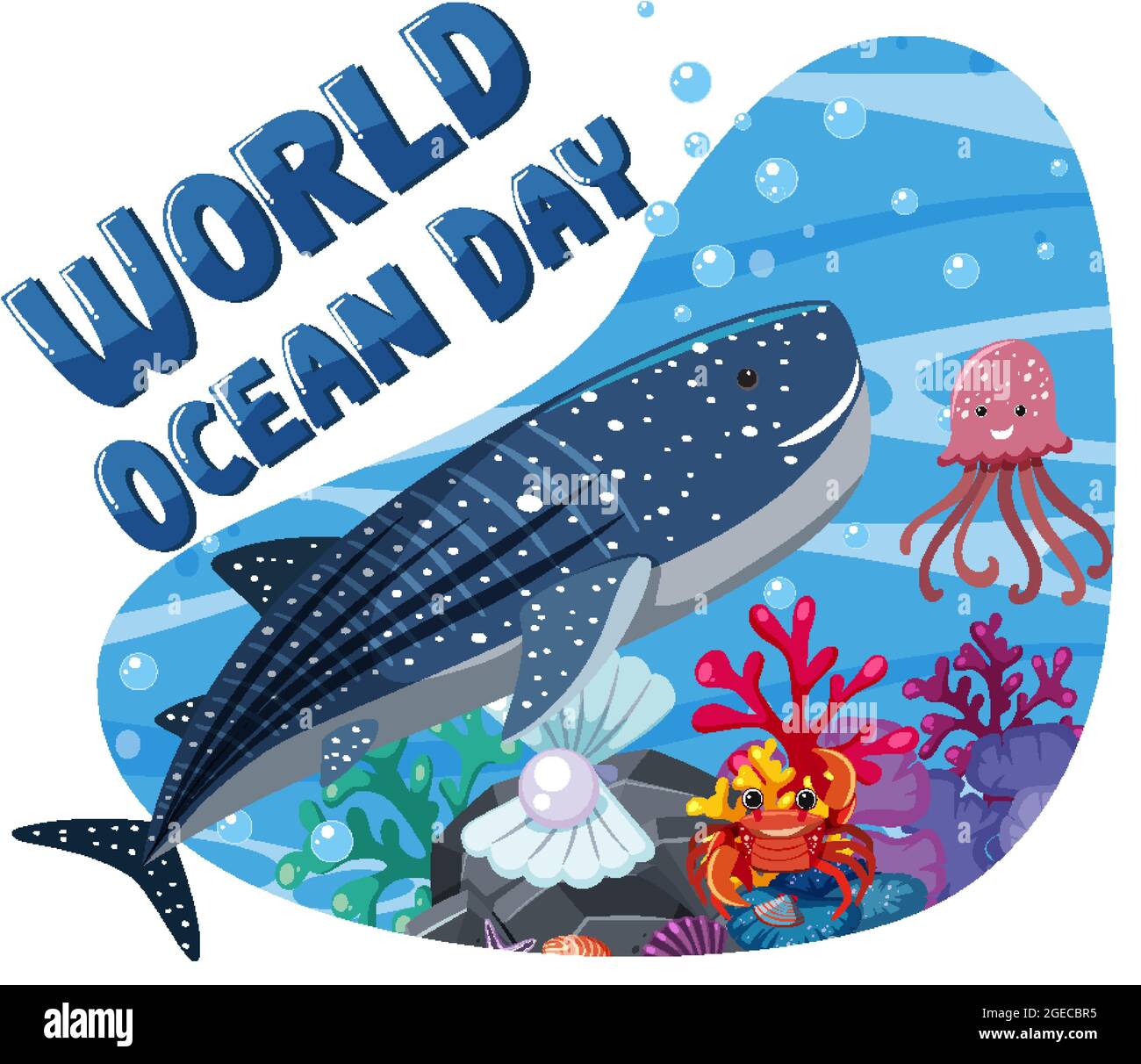 World Ocean Day banner with many different sea animals illustration ...