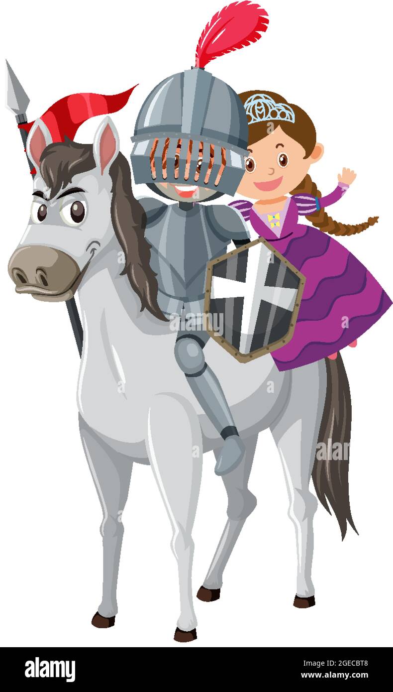 Knight and princess riding horse illustration Stock Vector Image & Art ...