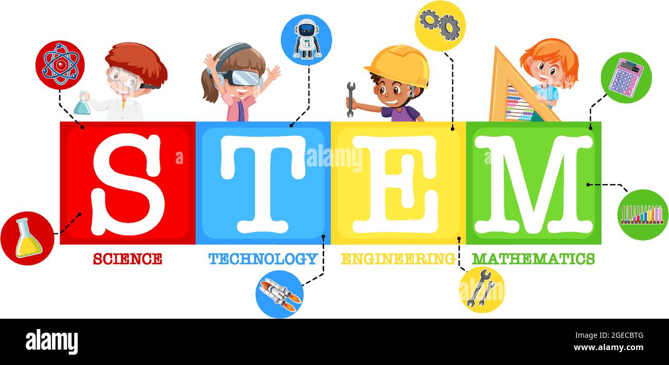 Colourful STEM education text icon illustration Stock Vector Image ...