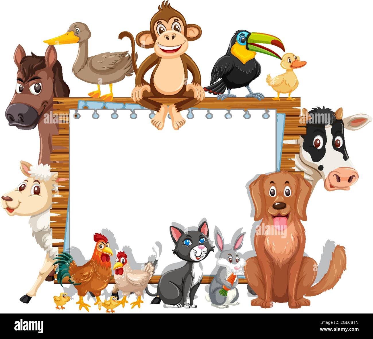 Empty banner with various farm animals illustration Stock Vector Image ...